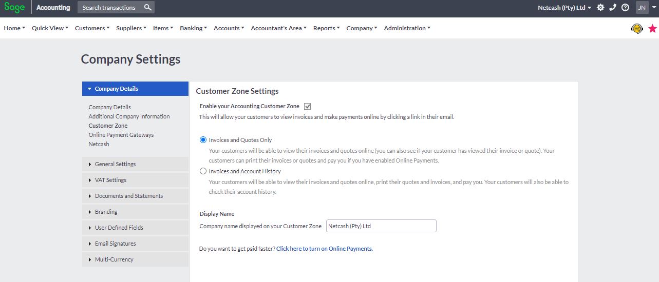 Sage Accounting (Business Cloud) – Netcash Help Center